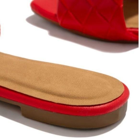 Shoes | Woven Strap Slide Sandals In Red | Poshmark